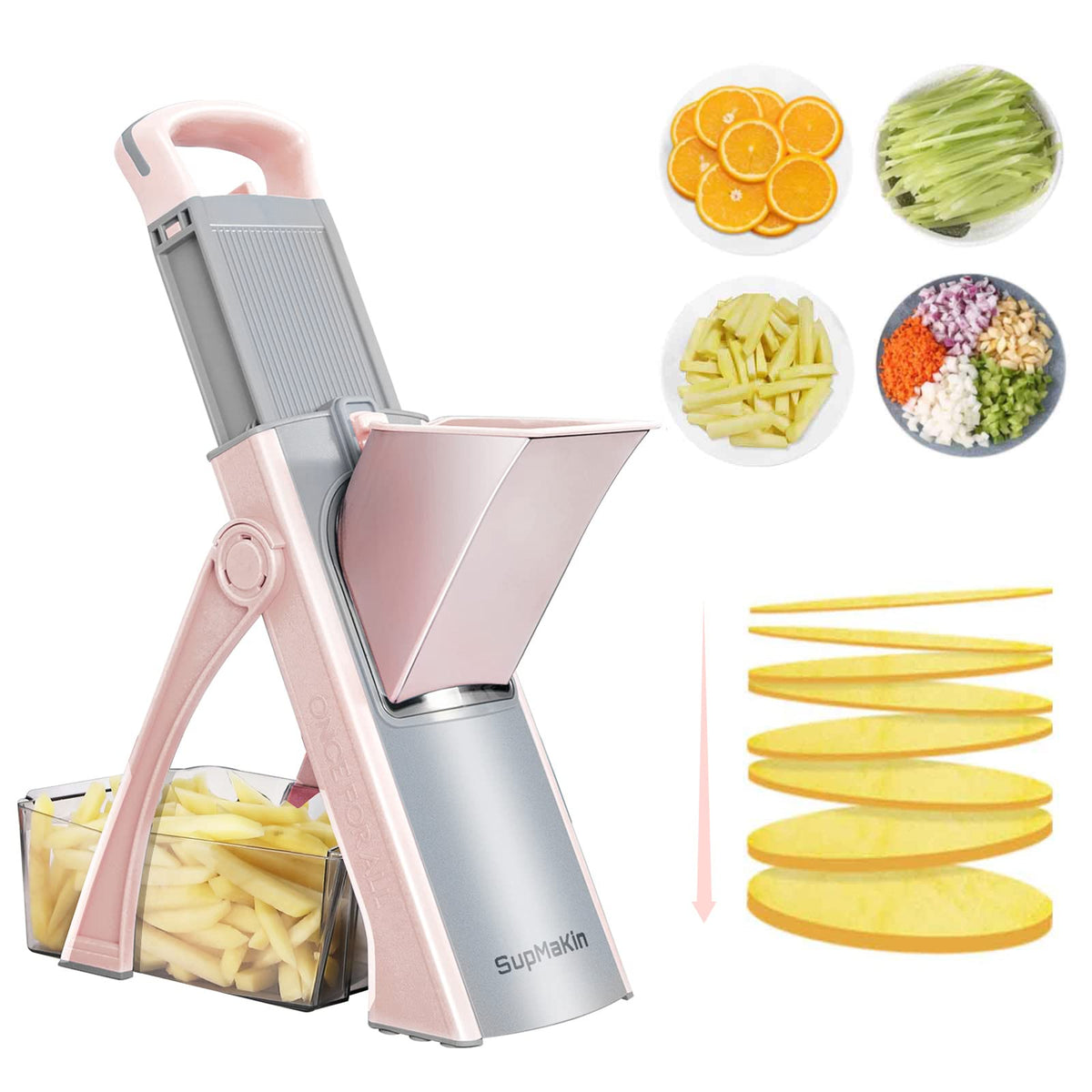 Upgrade Safe Mandoline Slicer Plus for Kitchen, SupMaKin Bigger Port V ...