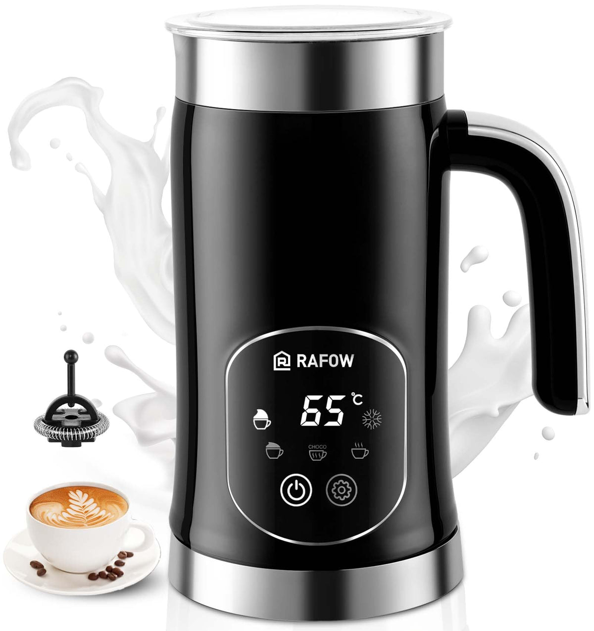 5-in-1 Milk Frother and Steamer - Upgraded Automatic Milk Steamer 11.8 ...