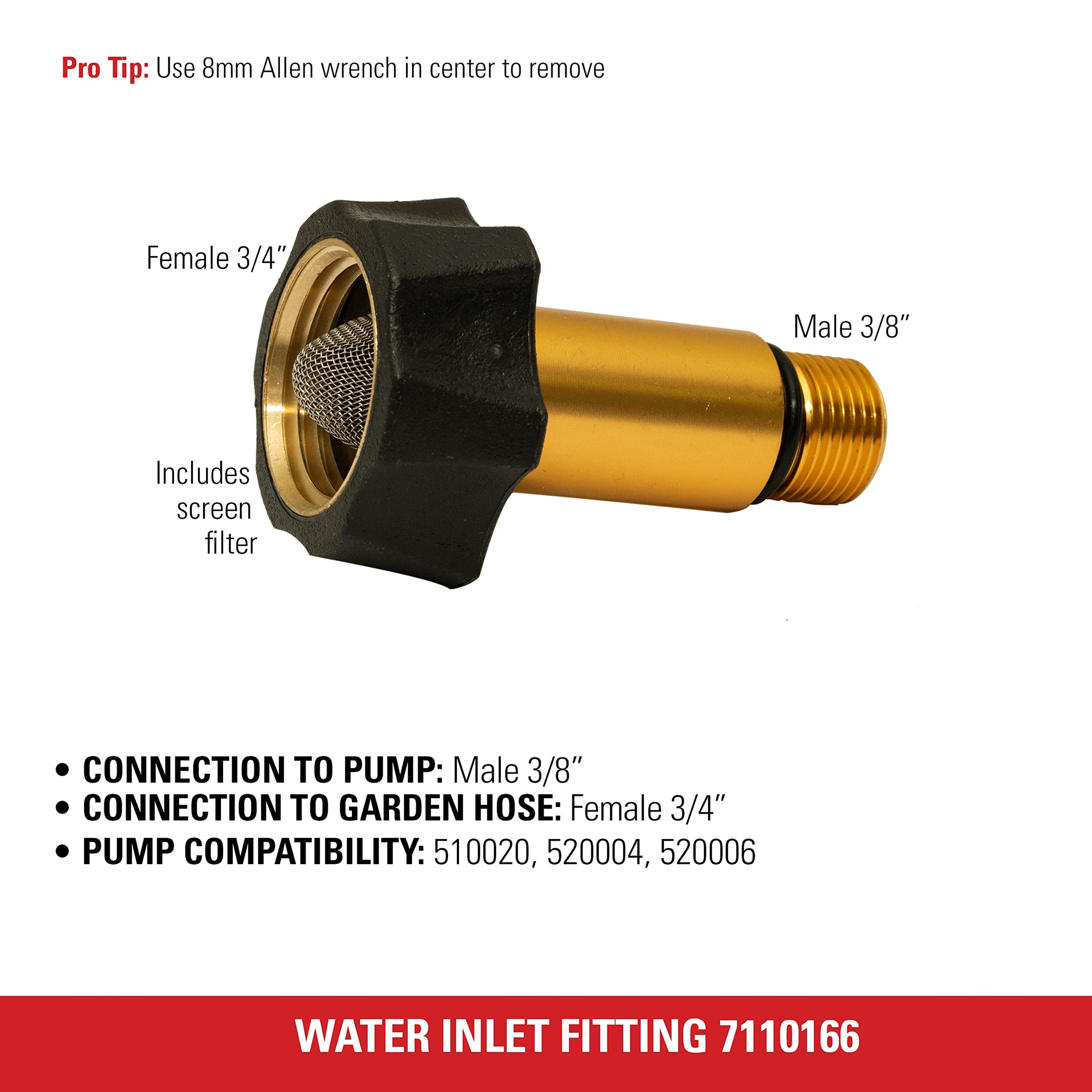 Simpson Cleaning 7110166 Water Inlet Fitting for OEM Technologies Axial ...