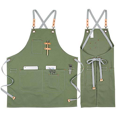 Cotton Apron for Men Women, Chef BBQ Grill Work Shop Aprons with Adjus ...