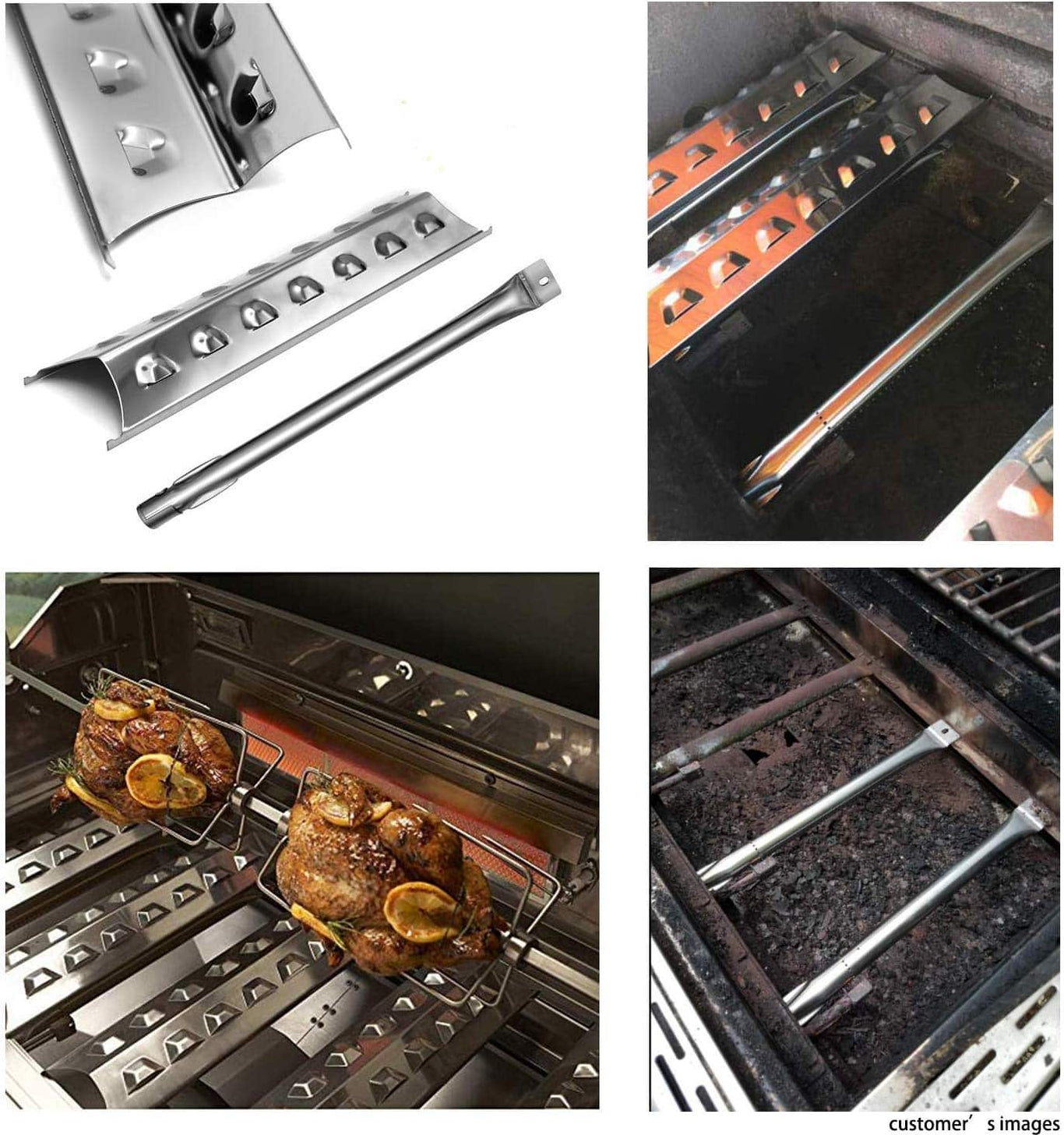 Hongso 5 Burner Gas BBQ Grill SS Burners and Heat Plates for Master Fo ...