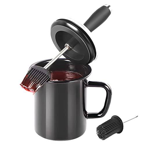 WEQUALITY 25oz Basting Pot with 2 Replaceable Basting Brush Set，Grill ...