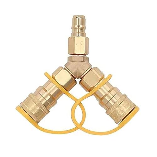 Natural Gas Y Splitter, 1/2 Inch Brass Propane Splitter 2 Way, Quick C ...