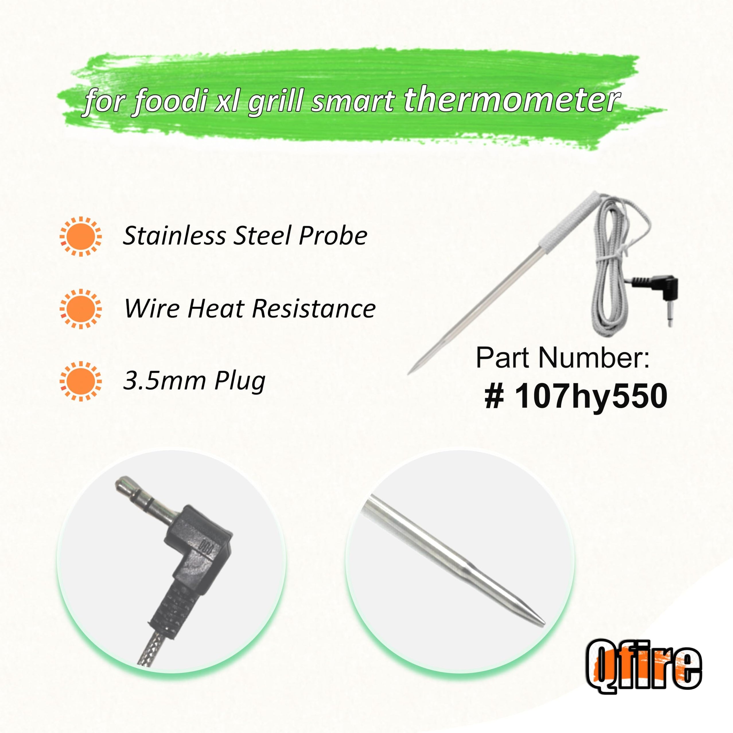 Smart Thermometer Probe Replacement for Ninja FG550 FG551 Foodi Smart ...