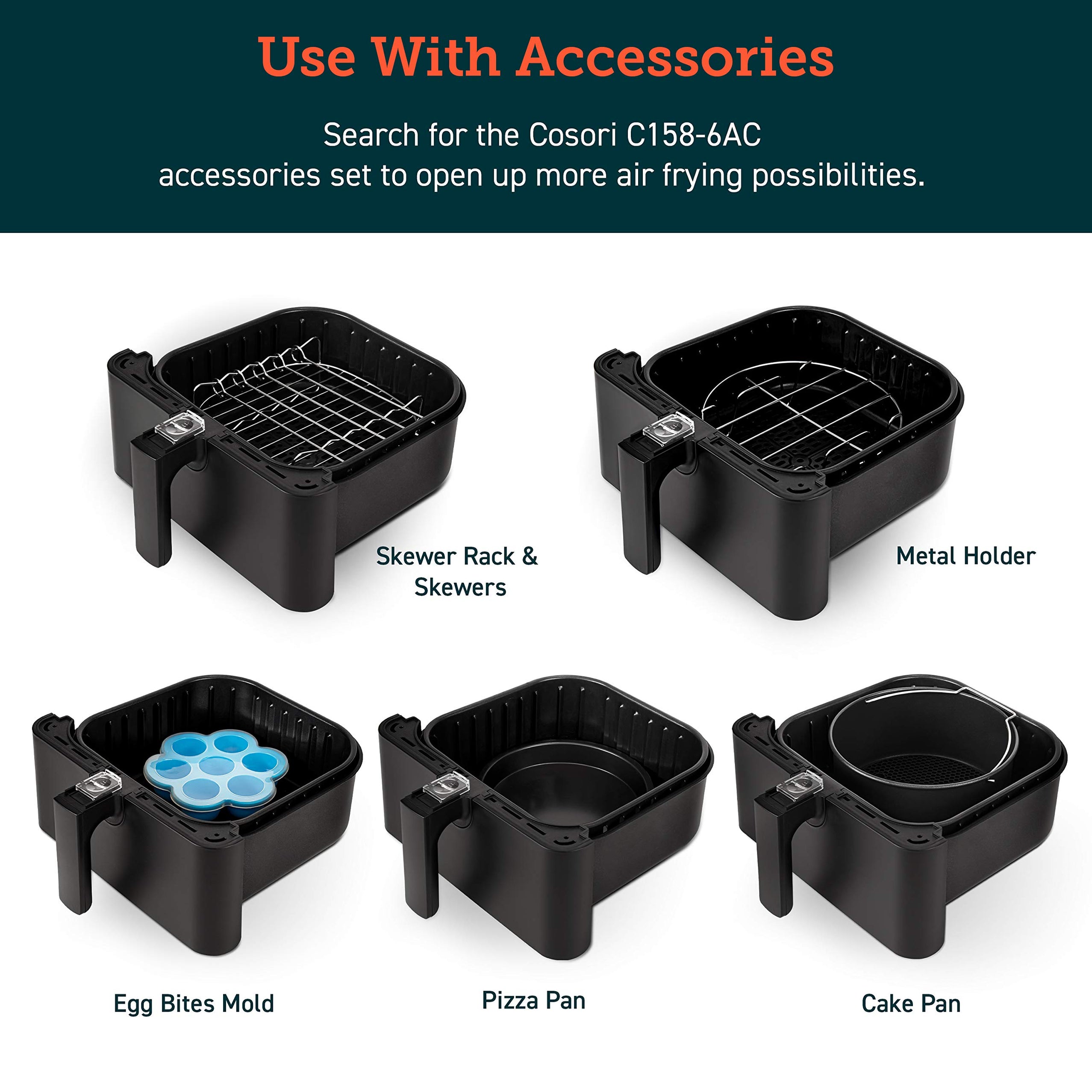 COSORI Air Fryer Accessories, Replacement 5.8QT Original Basket For CO ...